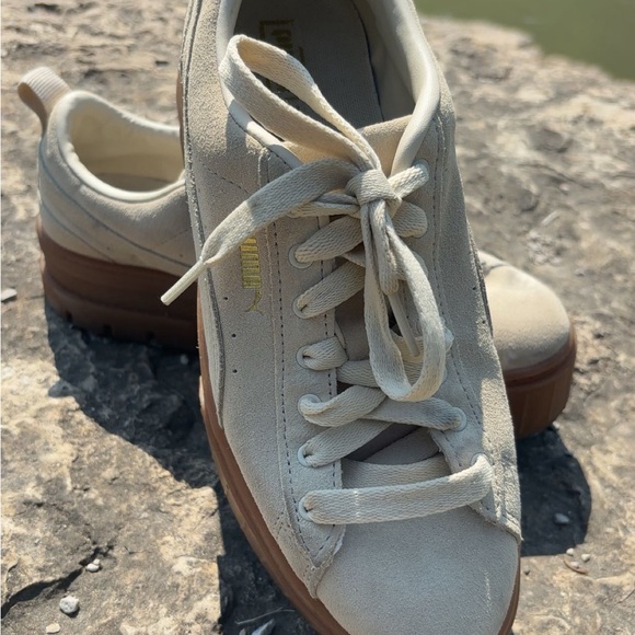 Puma | Shoes | Puma Cream And Brown Platform Sneakers | Poshmark